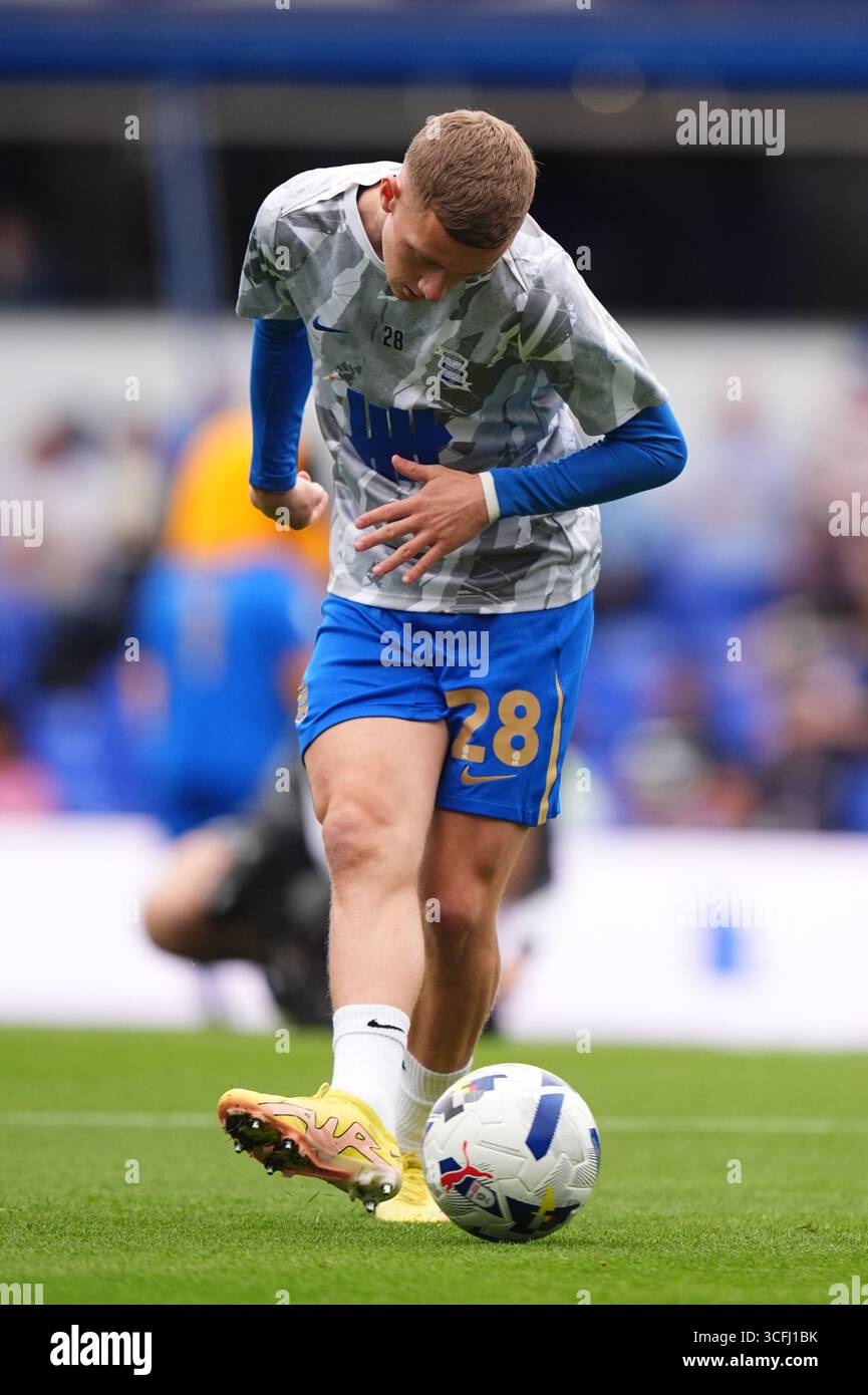 Birmingham City's Jay Stansfield warms up ahead of the Sky Bet ...