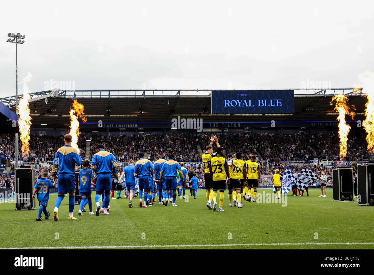 Teams walk out during the Sky Bet Championship football match between ...