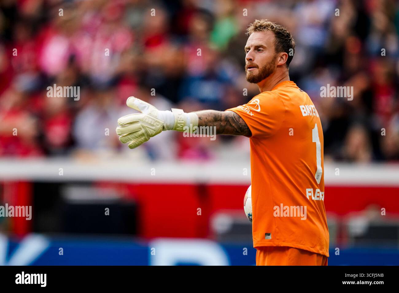 LEVERKUSEN, GERMANY - AUGUST 23: Bayer 04 Leverkusen goalkeeper Mark ...