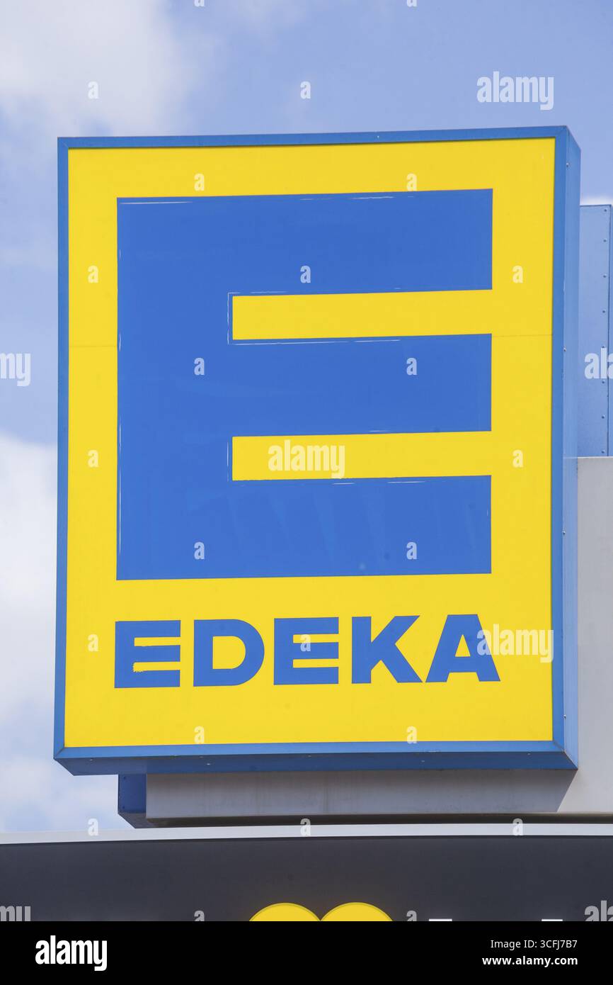 Edeka logo on an Edeka centre, Germany Stock Photo - Alamy