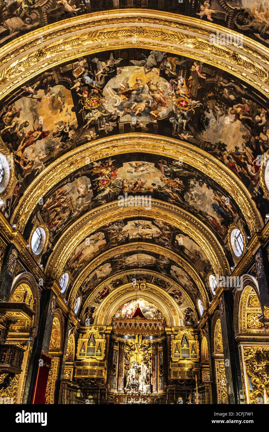 Barrel vault of the nave designed by Mattia Preti, St John's Co ...