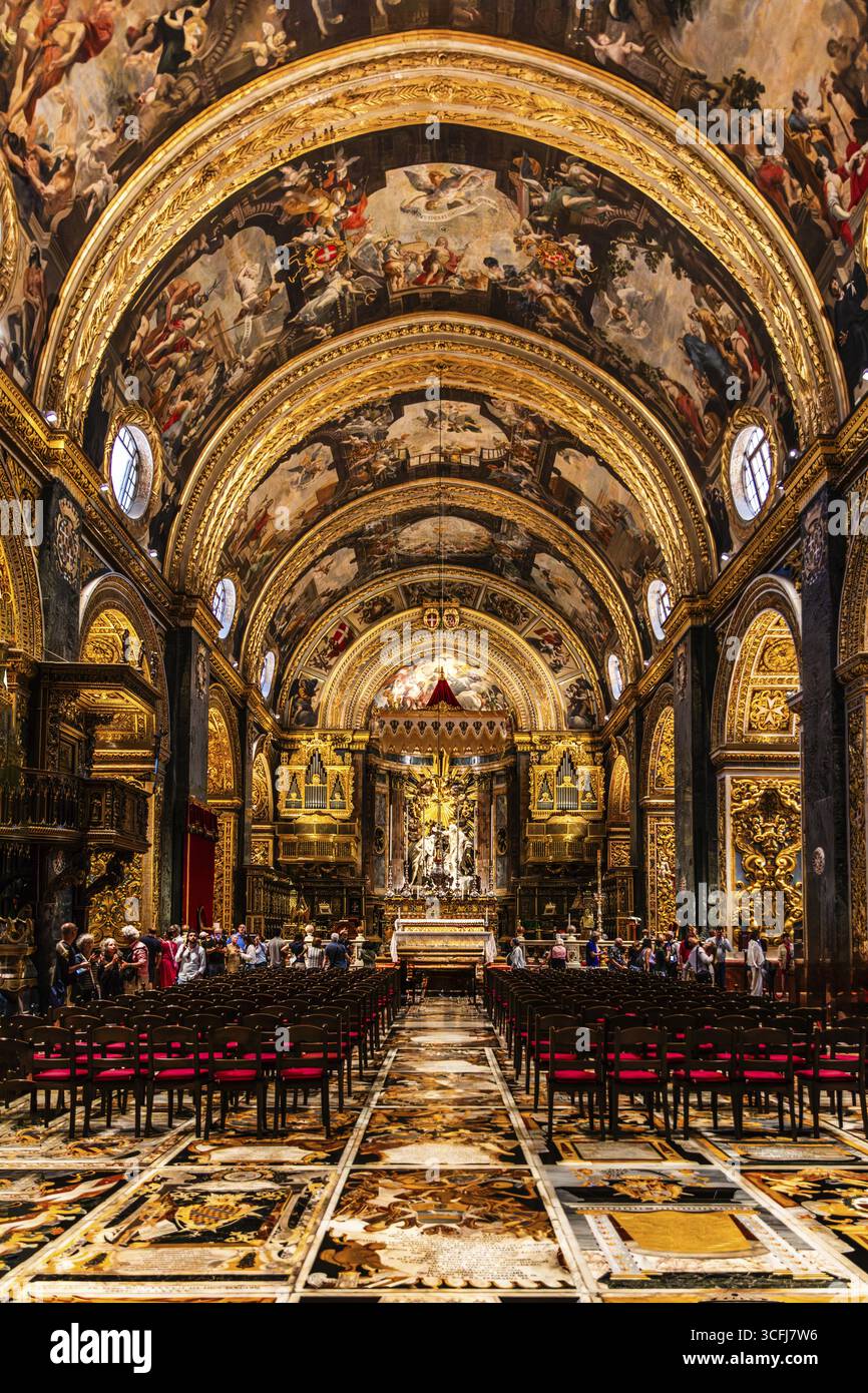 Barrel vault of the nave designed by Mattia Preti, St John's Co ...