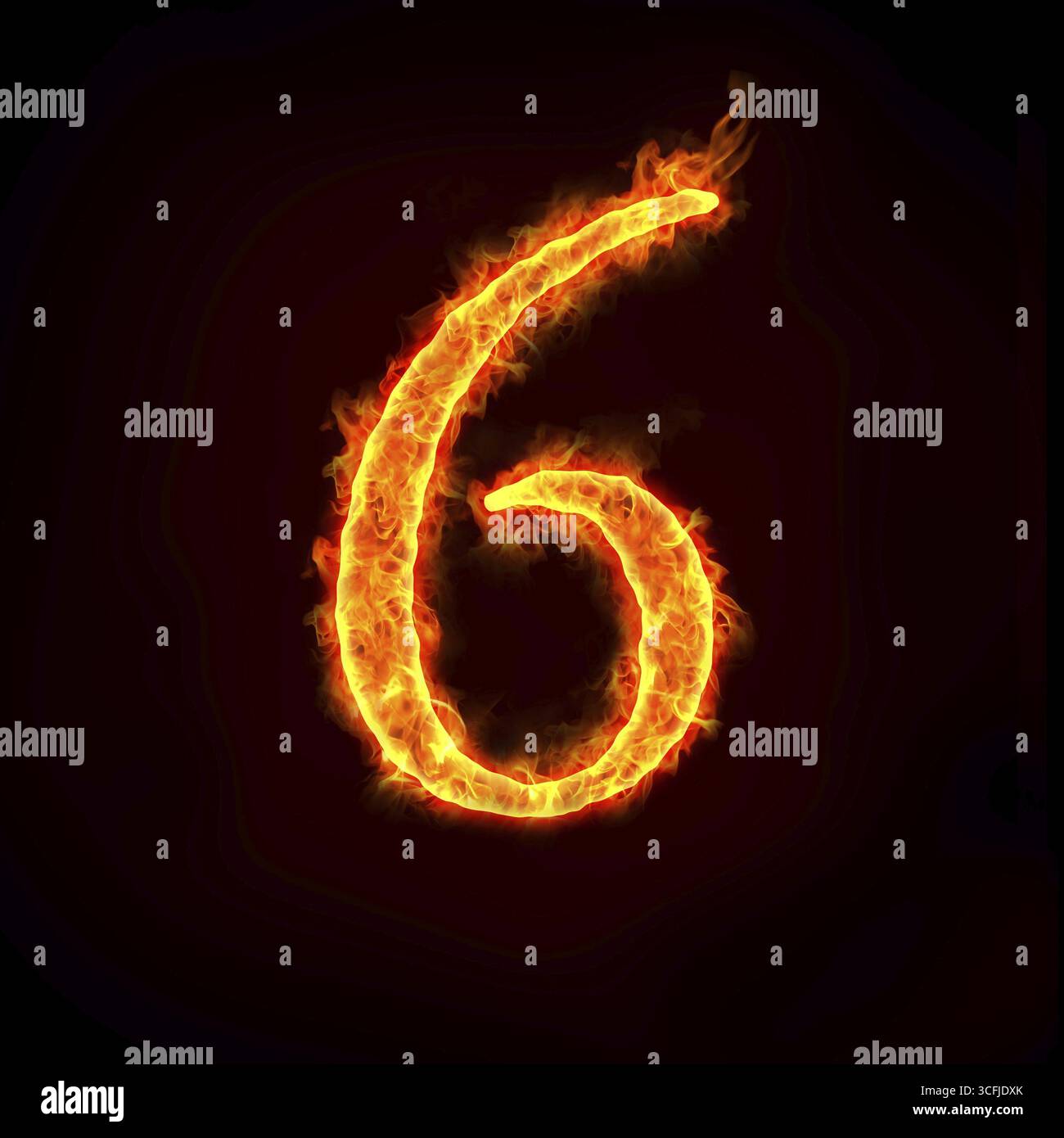 A series of fire numbers in flame, 6 or six Stock Photo - Alamy
