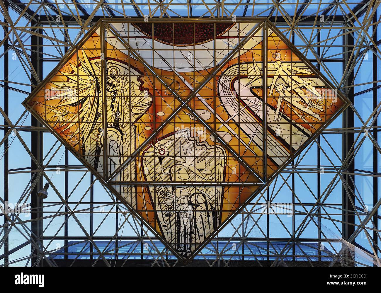 Stained glass artwork entitled Icarus, one of two glass artworks by ...