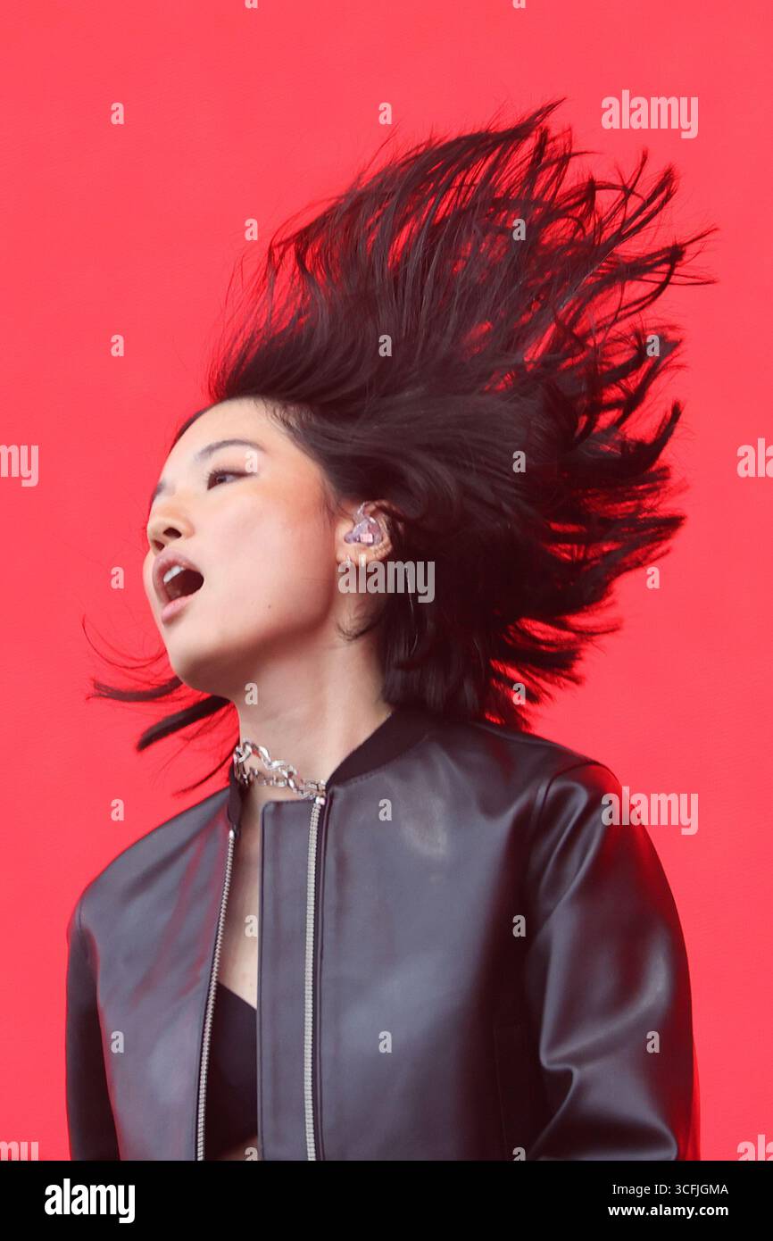 London, UK. August 23, 2025. Singer Chloe Qisha performs at the All ...