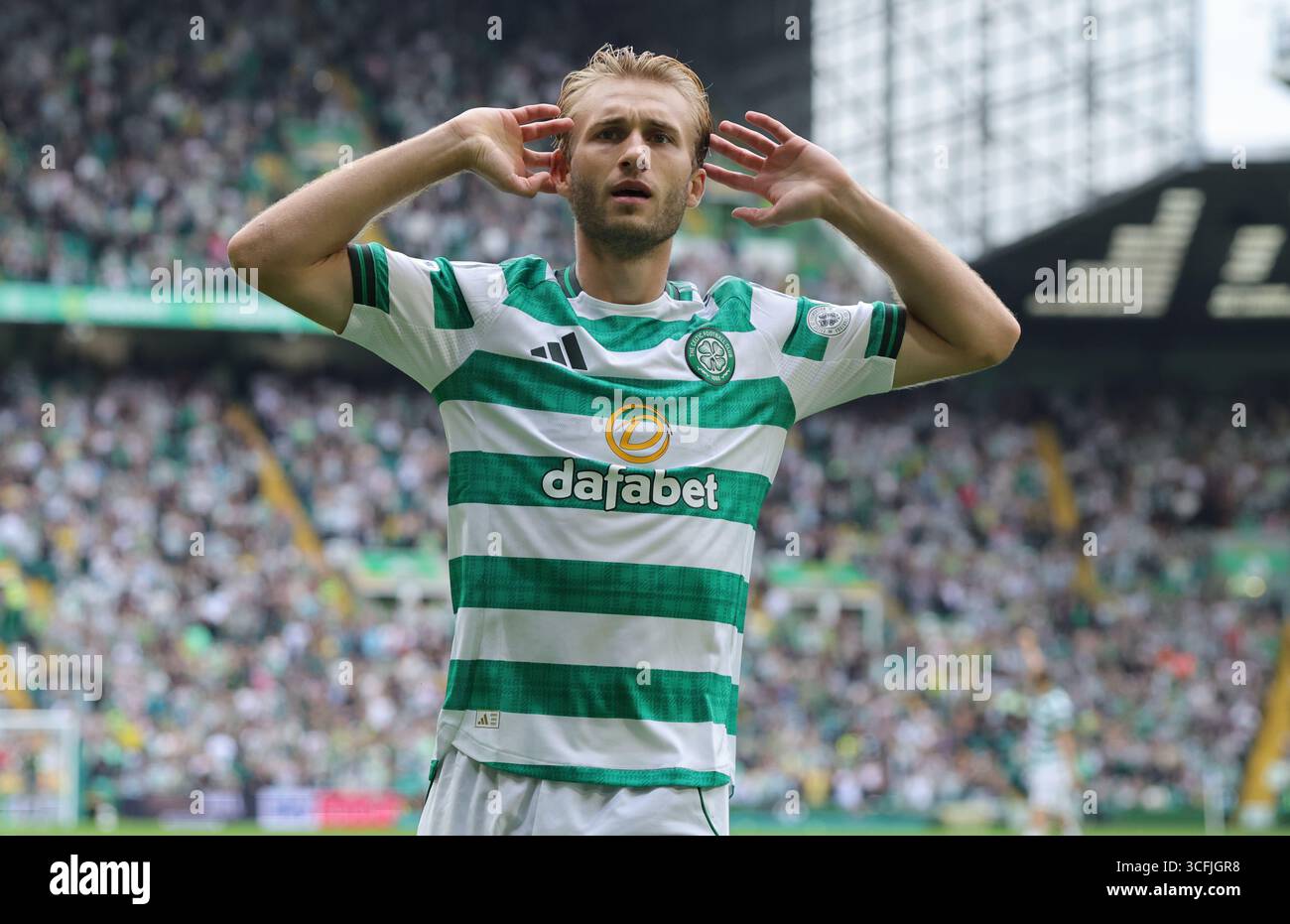 Celtic's Benjamin Nygren celebrates after scoring his sides first goal ...
