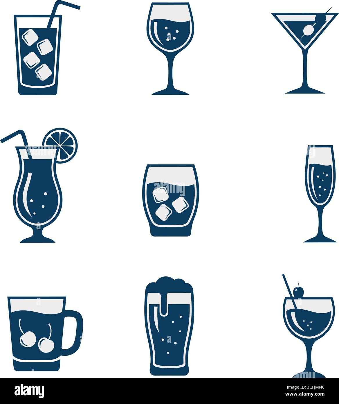 Whiskey on ice glass Stock Vector Images - Alamy