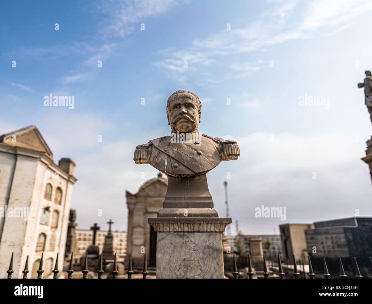 Bust statue of a military man on pedestal inside Presbitero Maestro ...