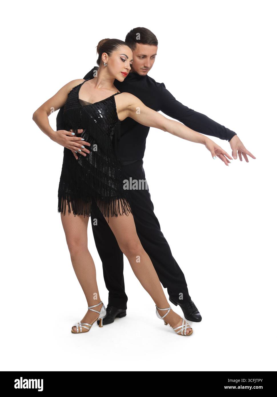 Couple of professional dancers on white background Stock Photo - Alamy