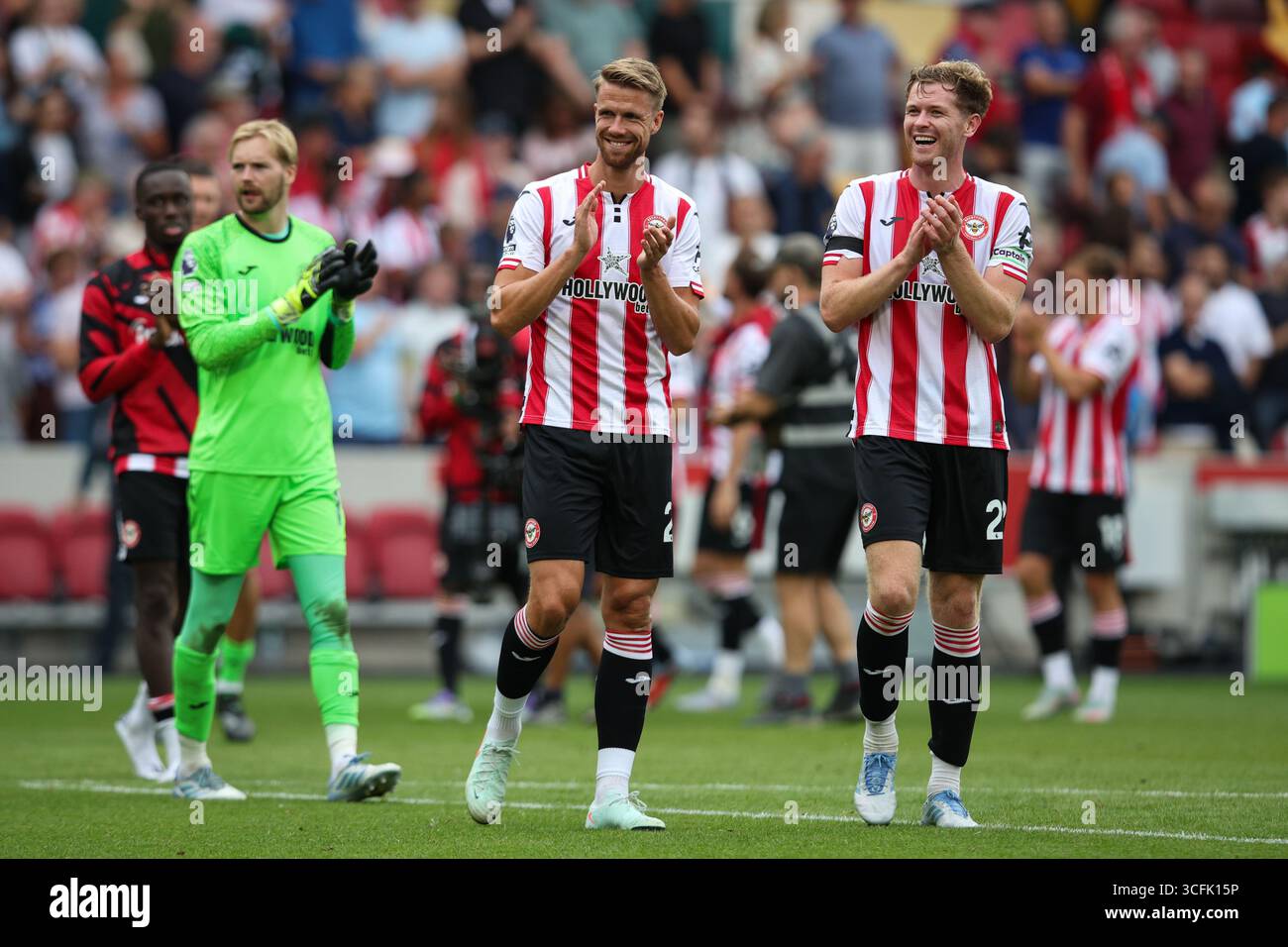 LONDON, UK - 23rd Aug 2025: Kristoffer Ajer and Nathan Collins of ...