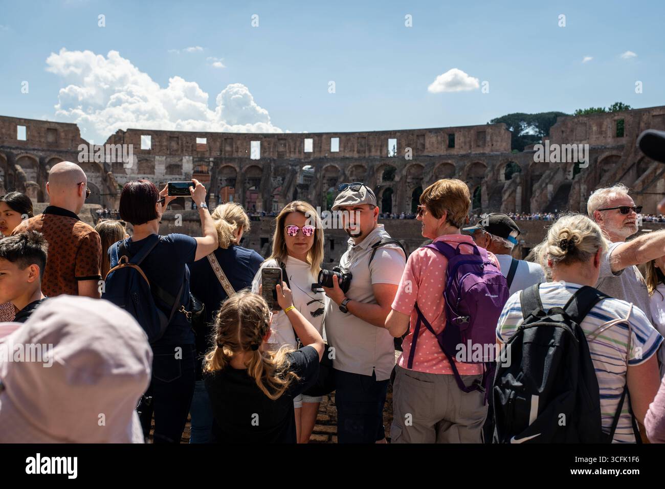 Daily Life in Rome A General view showing visitors inside the colosseum ...