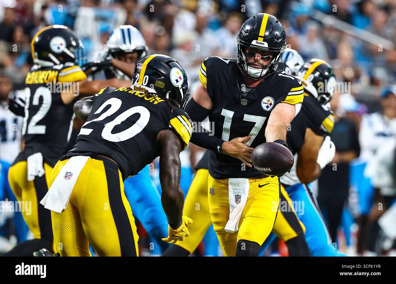 August 21, 2025: Steelers cornerback D'Shawn Jamison (17) hands ball ...