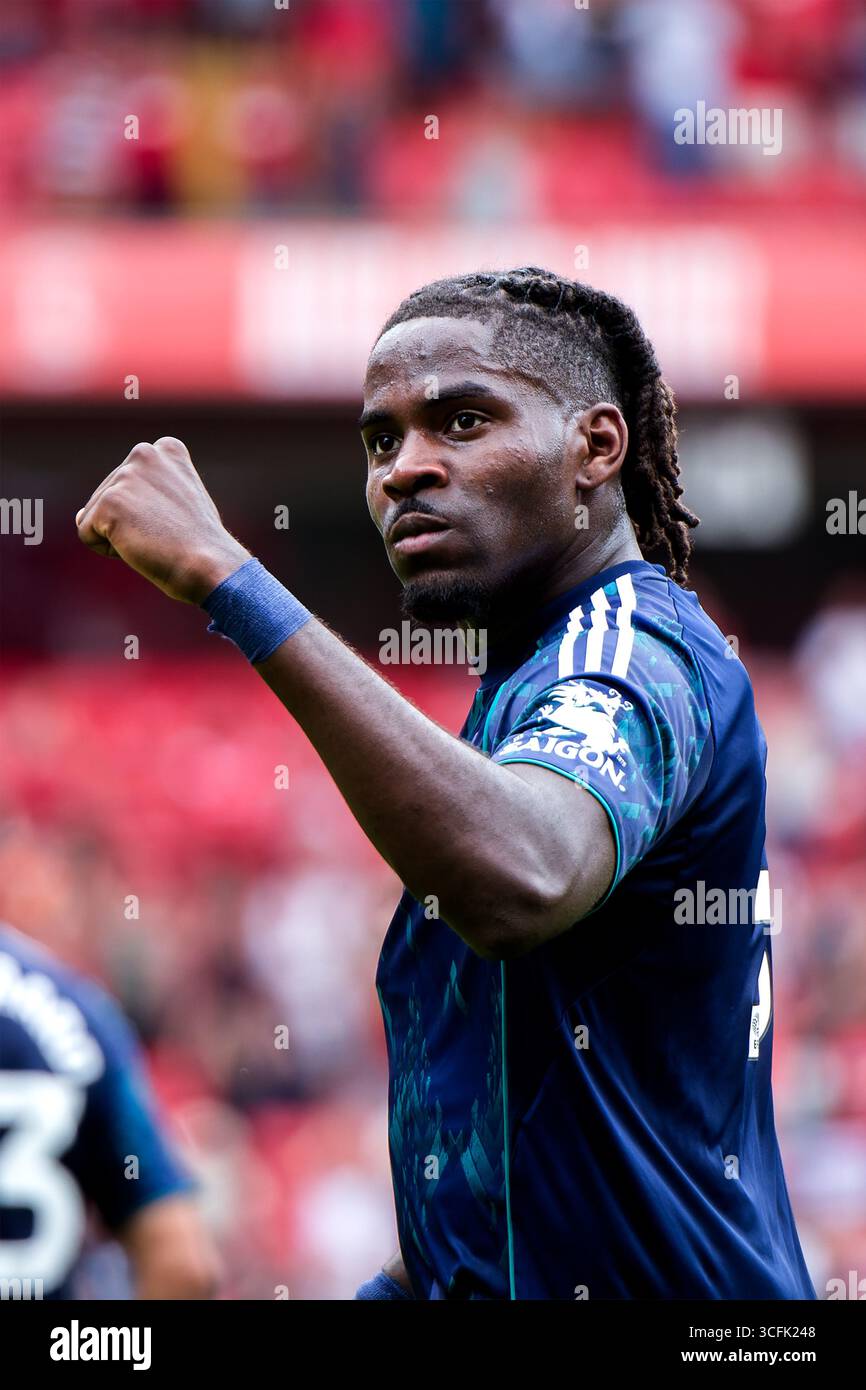 London, England, August 23 2025: Caleb Okoli (5 Leicester City) after ...