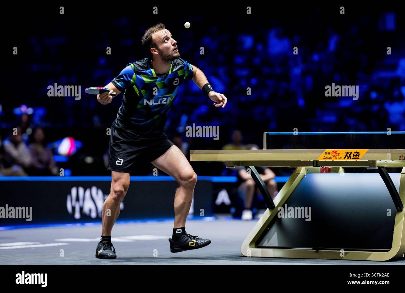 250823 Simon Gauzy of France during the men's doubles final table ...