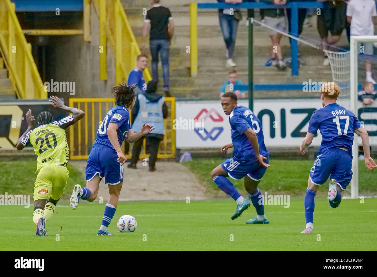 Halifax, UK. 23rd August 2025. Players in action during FC Halifax Town ...