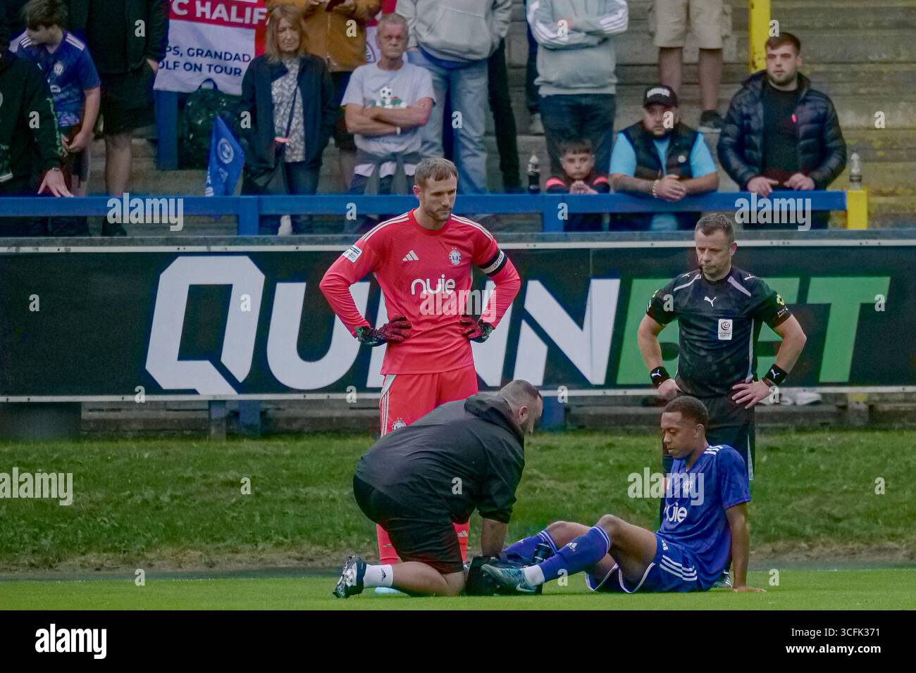 Halifax, UK. 23rd August 2025. Players in action during FC Halifax Town ...