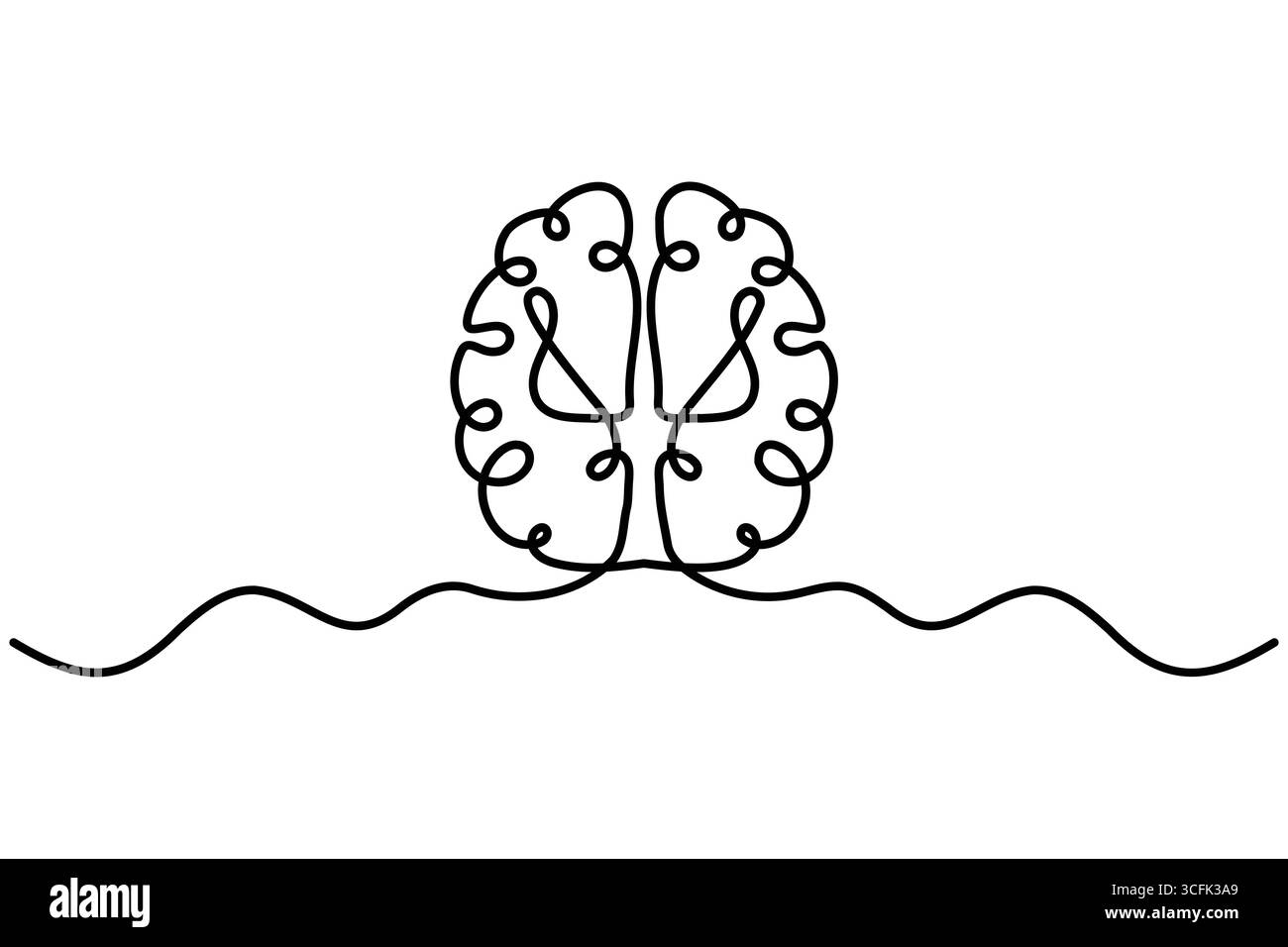 Continuous single line art drawing of the Human Brain of a human organ ...