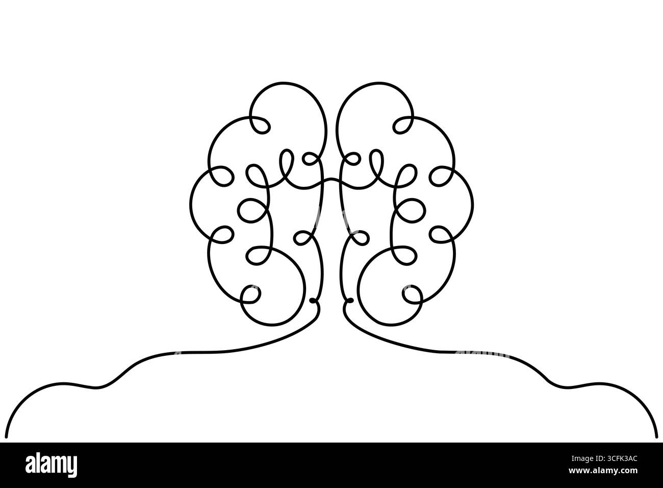 Continuous single line art drawing of the Human Brain of a human organ ...