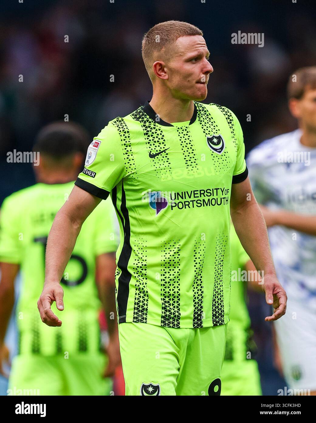 Portsmouth's Colby Bishop waits for the corner to be taken during the ...