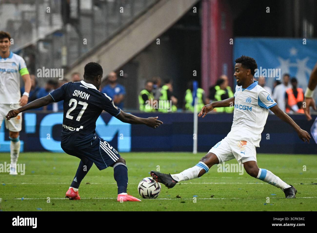 Olympique de Marseille’s midfielder Angel Gomes fights for the ball ...