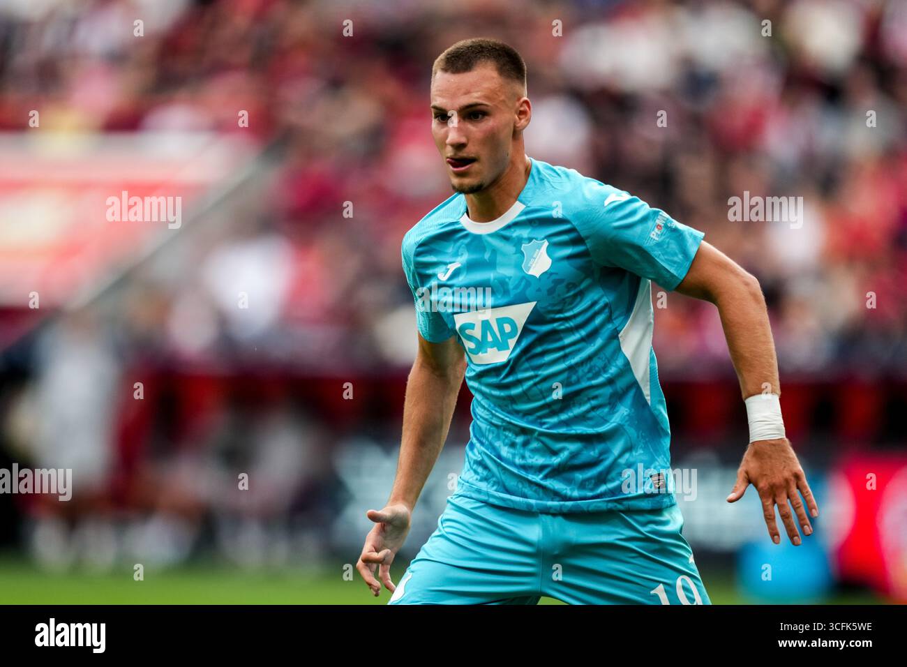LEVERKUSEN, GERMANY - AUGUST 23: Tim Lemperle of TSG Hoffenheim looks ...