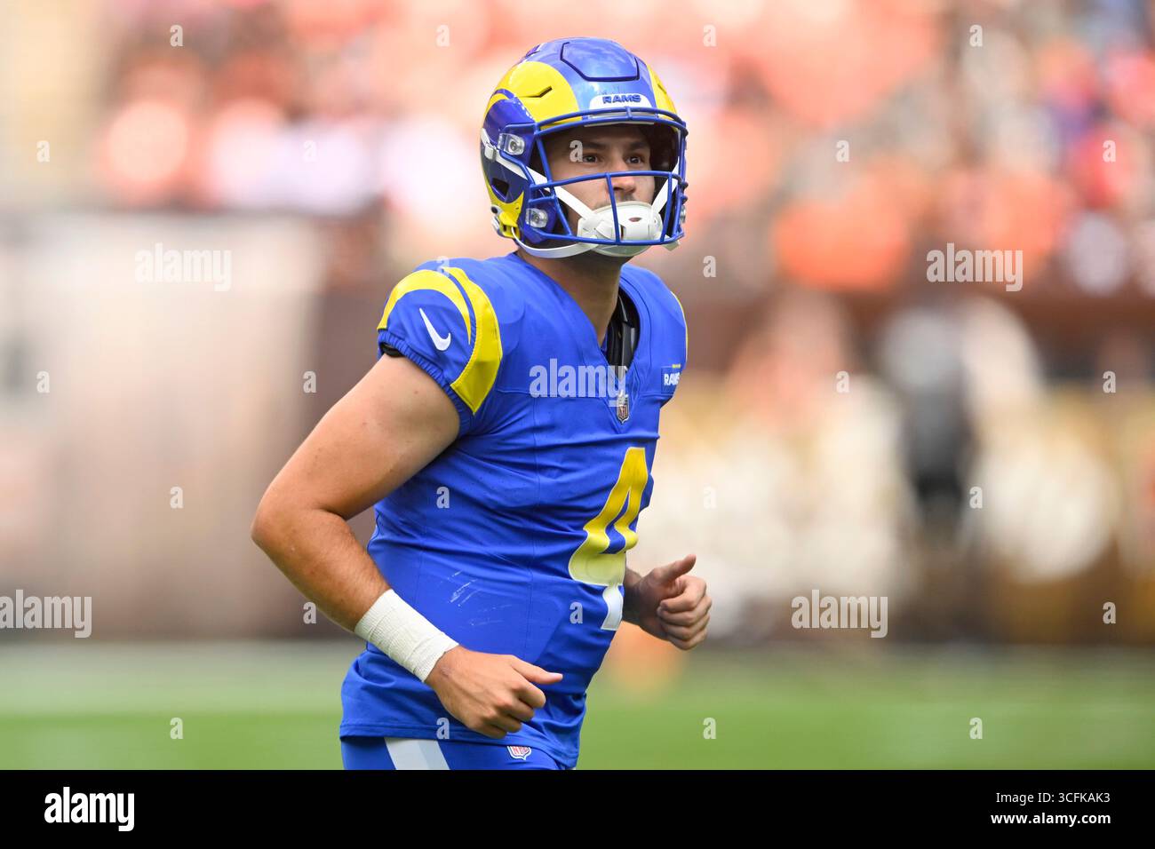 Los Angeles Rams quarterback Dresser Winn (4) looks on in the first ...