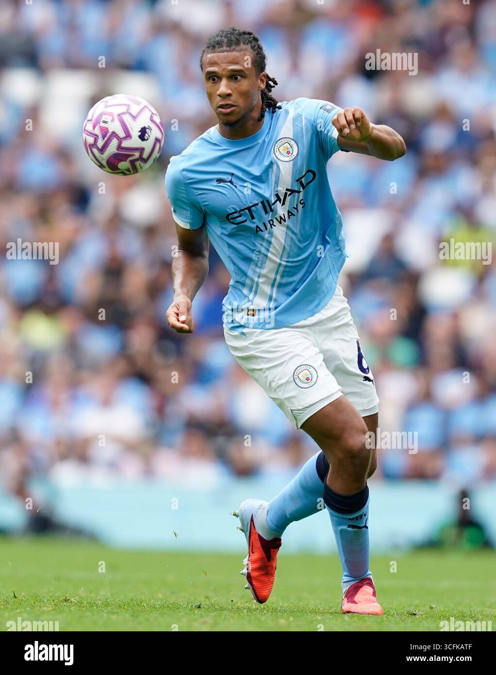 Manchester, UK. 23rd Aug, 2025. Nathan Ake of Manchester City during ...