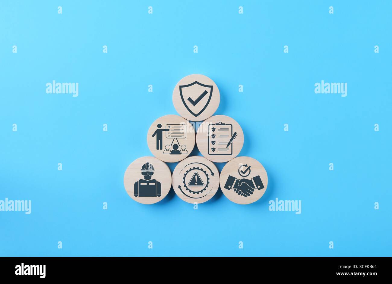 Work Safety and Compliance Risk Management Concept. Wooden blocks with ...