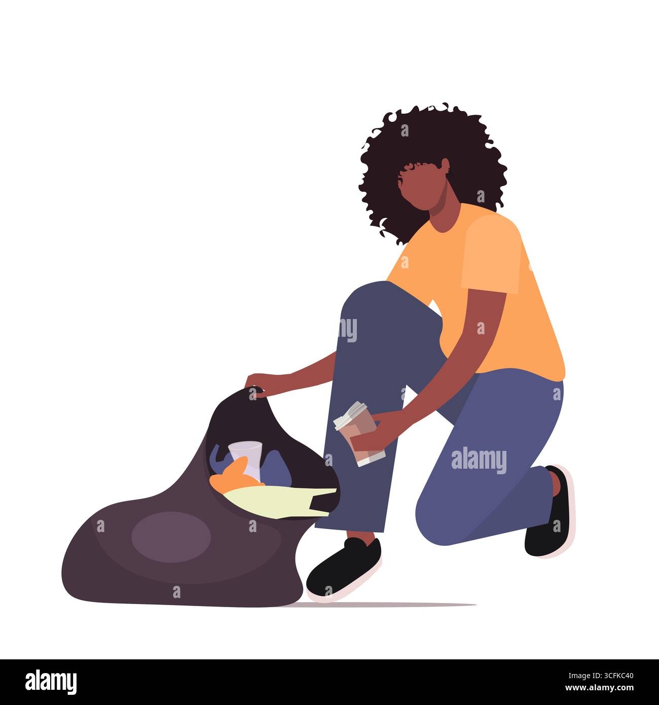 African american woman collecting garbage hi-res stock photography and ...
