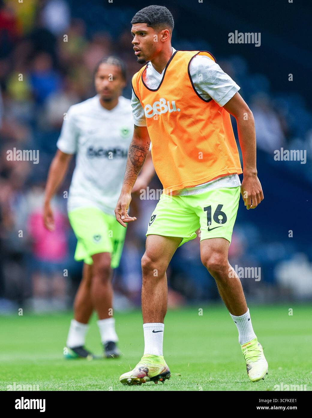 Portsmouth's Luke Le Roux at warm up during the Sky Bet Championship ...