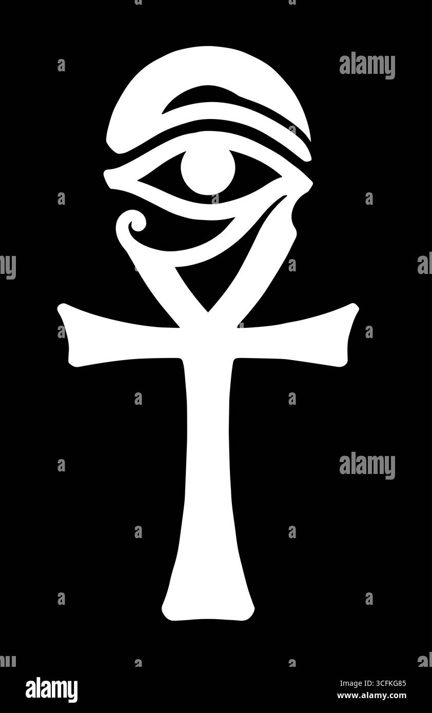 Egyptian symbol Ankh with Eye of Horus. Vector illustration Stock ...