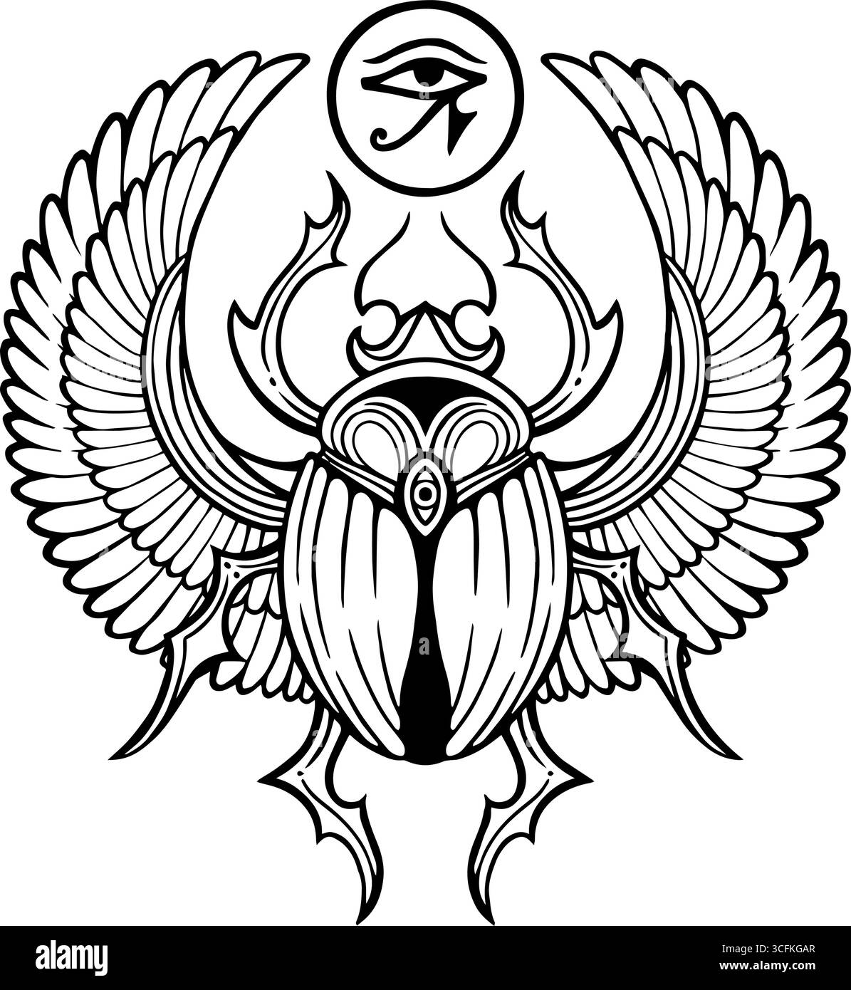 Ancient Egyptian Scarab Beetle with eye of Horus. Vector illusration ...