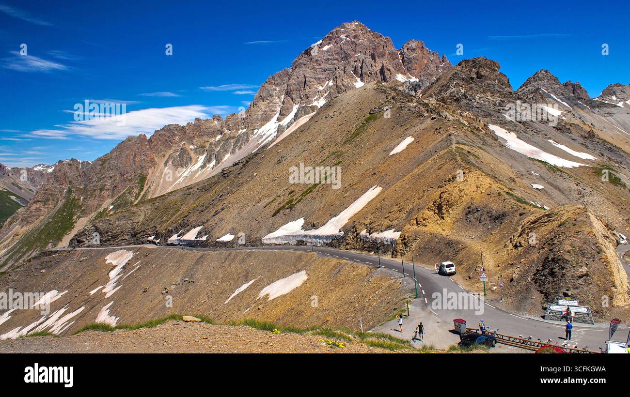 View of the Col du Galibier mountain pass – popular climb during the ...