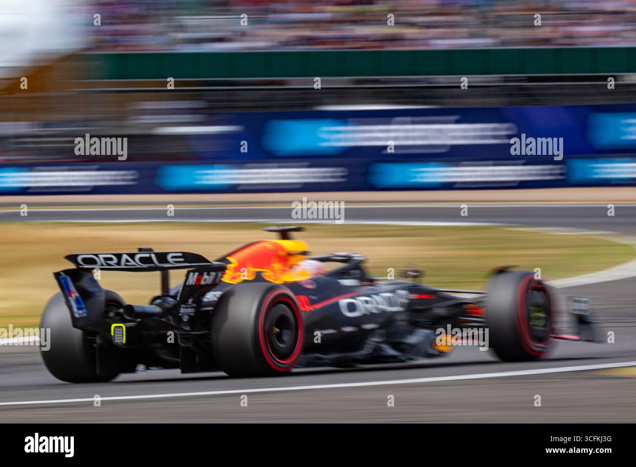 Panning Shot of Max Verstappen F1 Car During Q3 at the British Formula ...