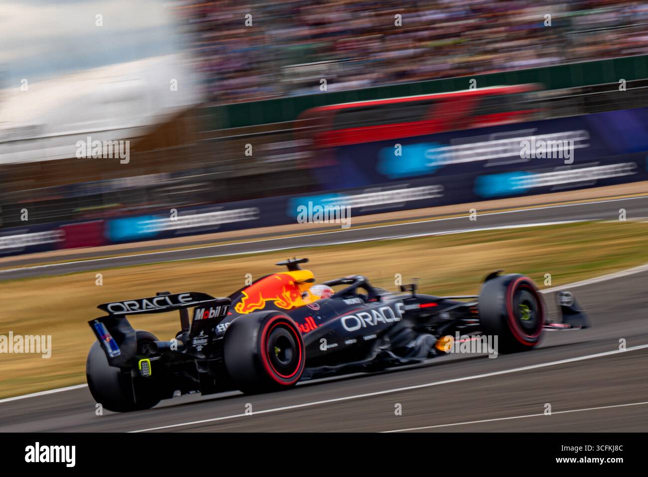Panning Shot of Max Verstappen F1 Car During Q3 at the British Formula ...