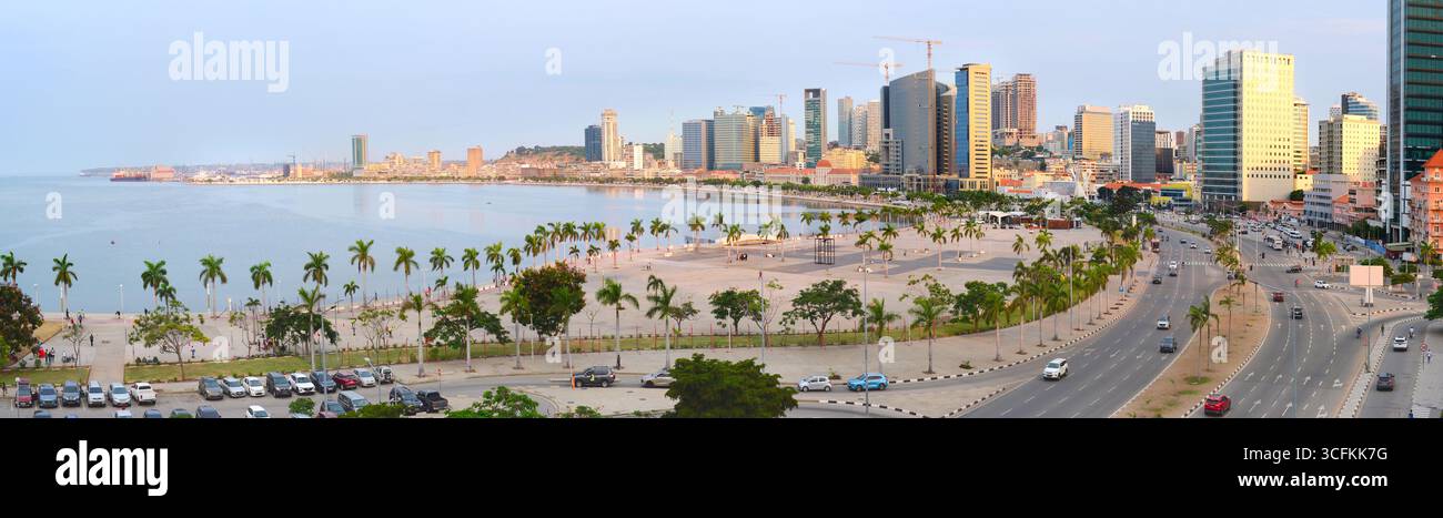 Panorama of Luanda Marginal - modern financial center. Luanda, Angola ...