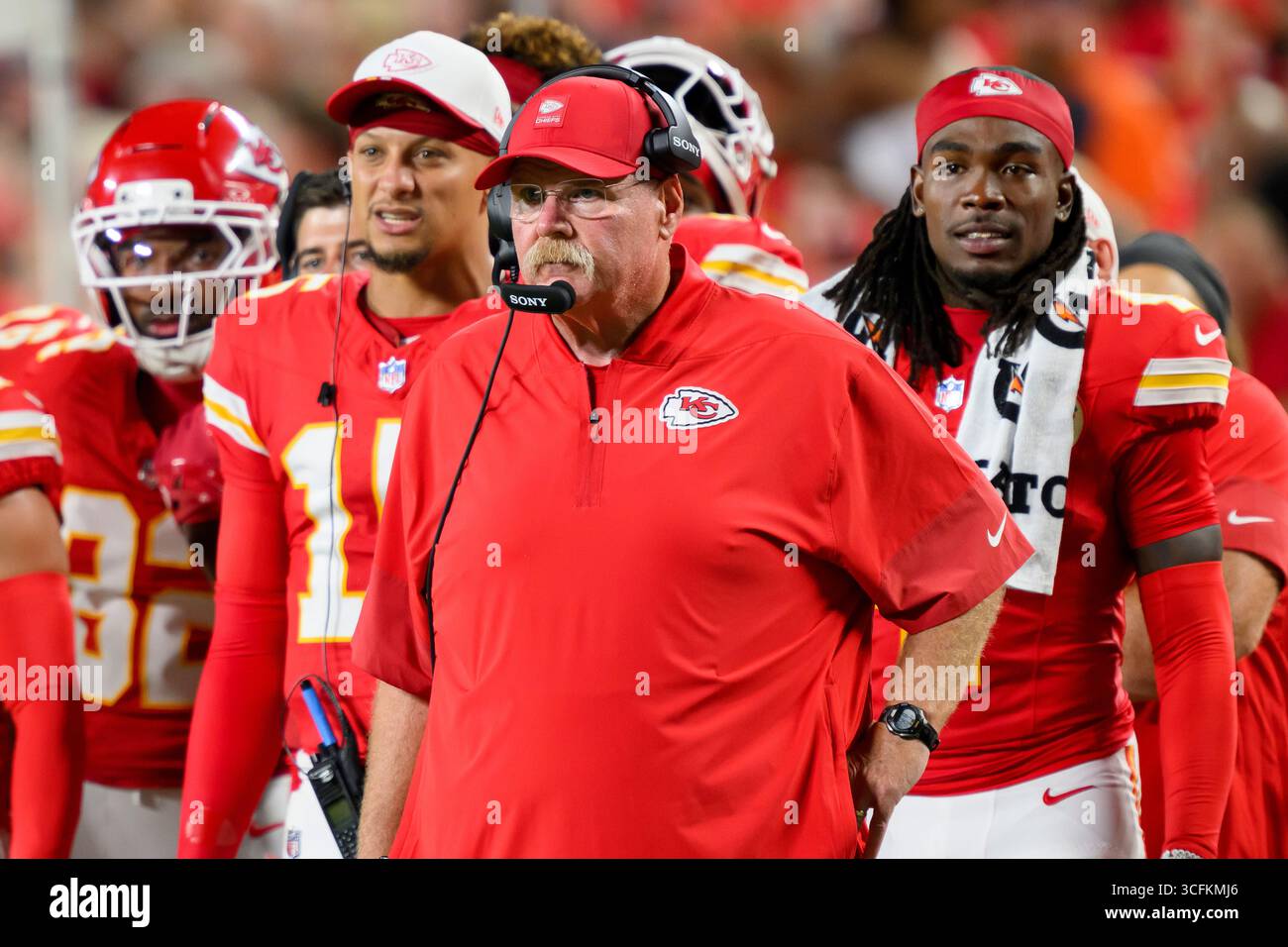 Kansas City Chiefs head coach Andy Reid watches the action on the field ...