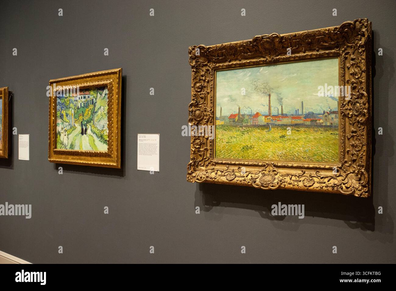 Two paintings by Vincent Van Gogh: Stairway at Auvers, and Factories at ...