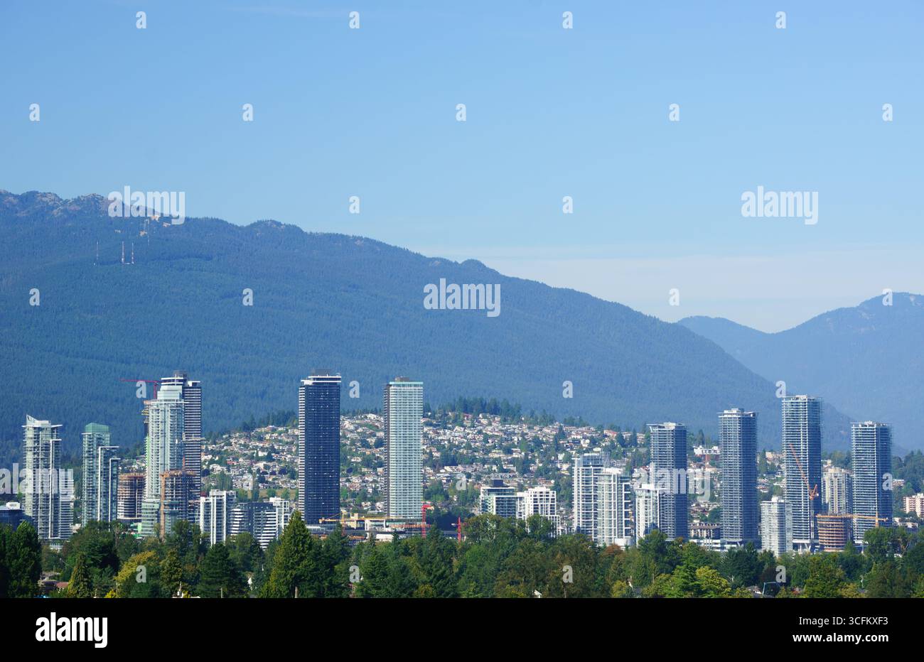 Aerial panoramic view on residential area in Burnaby, Metro Vancouver ...