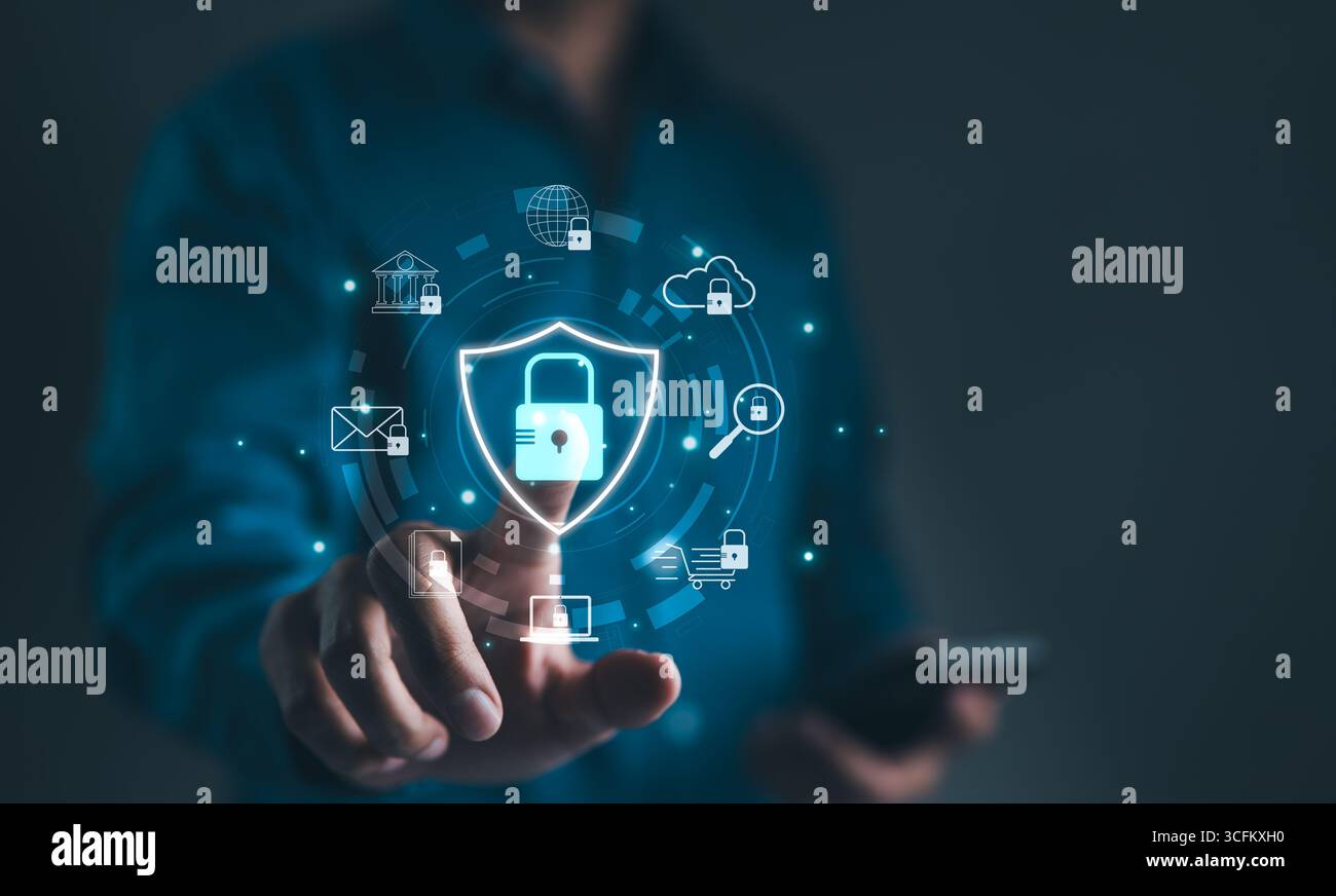 Cybersecurity concept. secure encryption, information access breach ...