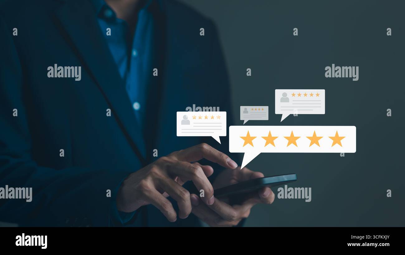 Customer satisfaction survey concept. User feedback and review ...