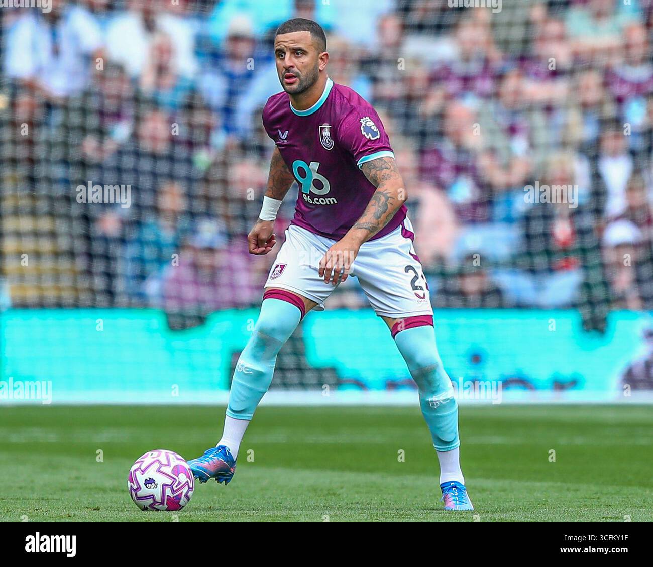 Kyle Walker of Burnley with ball at his feet during the Premier League ...