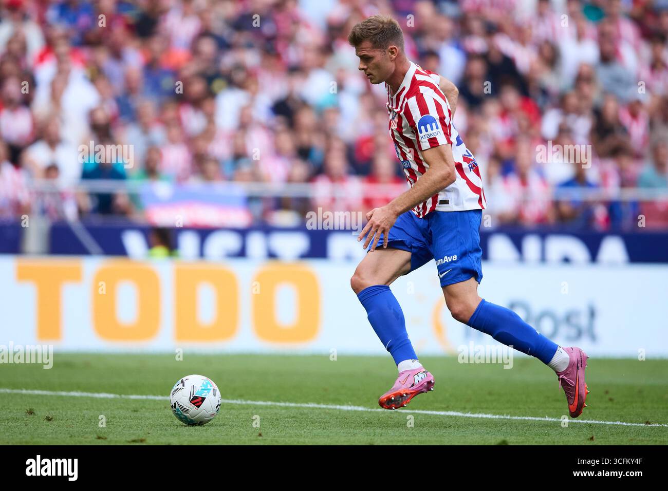 Alexander Sorlot of Atletico de Madrid runs with the ball during the La ...