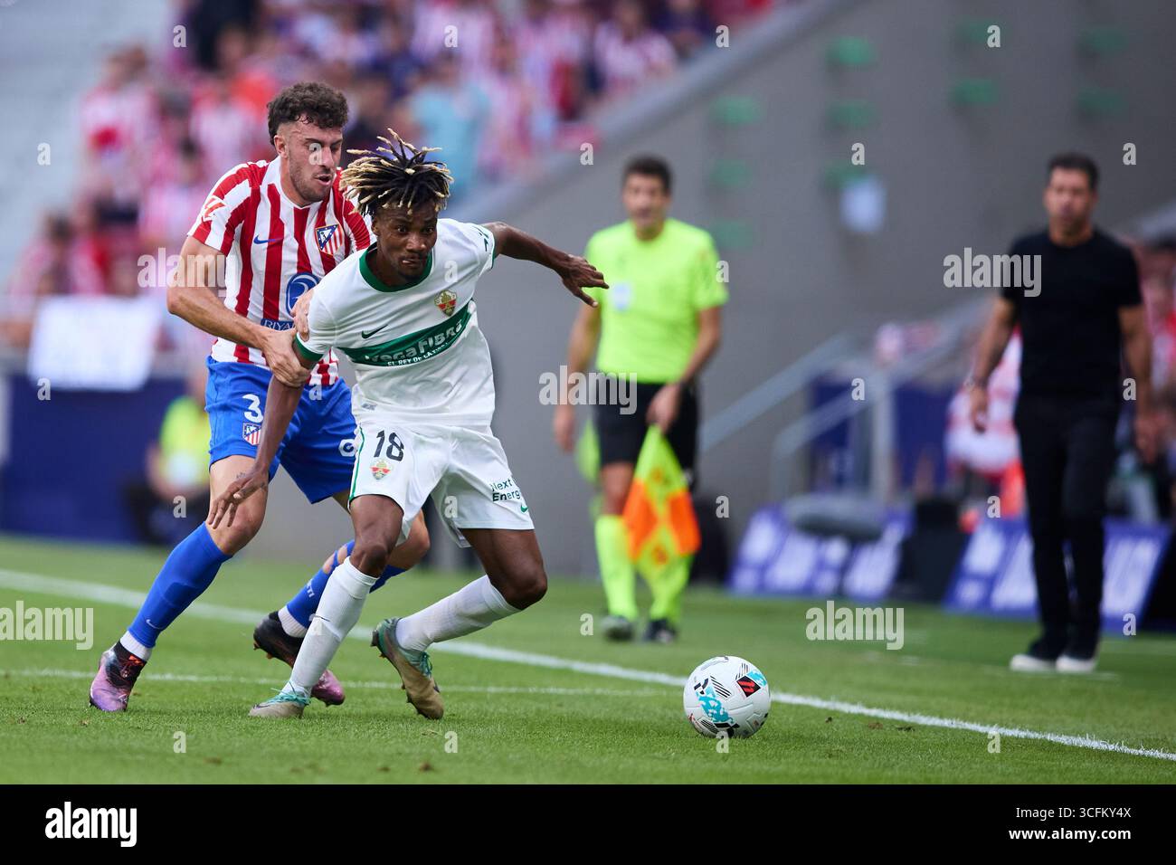 Matteo Ruggeri of Atletico de Madrid battles for the ball during the La ...