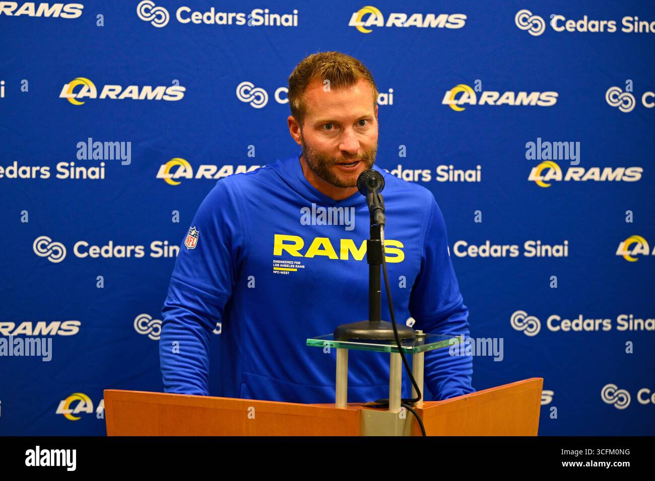 Los Angeles Rams head coach Sean McVay speaks during a press conference ...