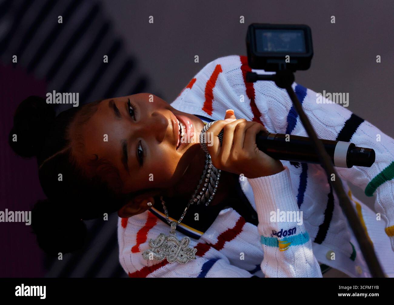 American rapper and singer That Girl Lay Lay performs outside by Arthur Ashe Stadium for Arthur ...