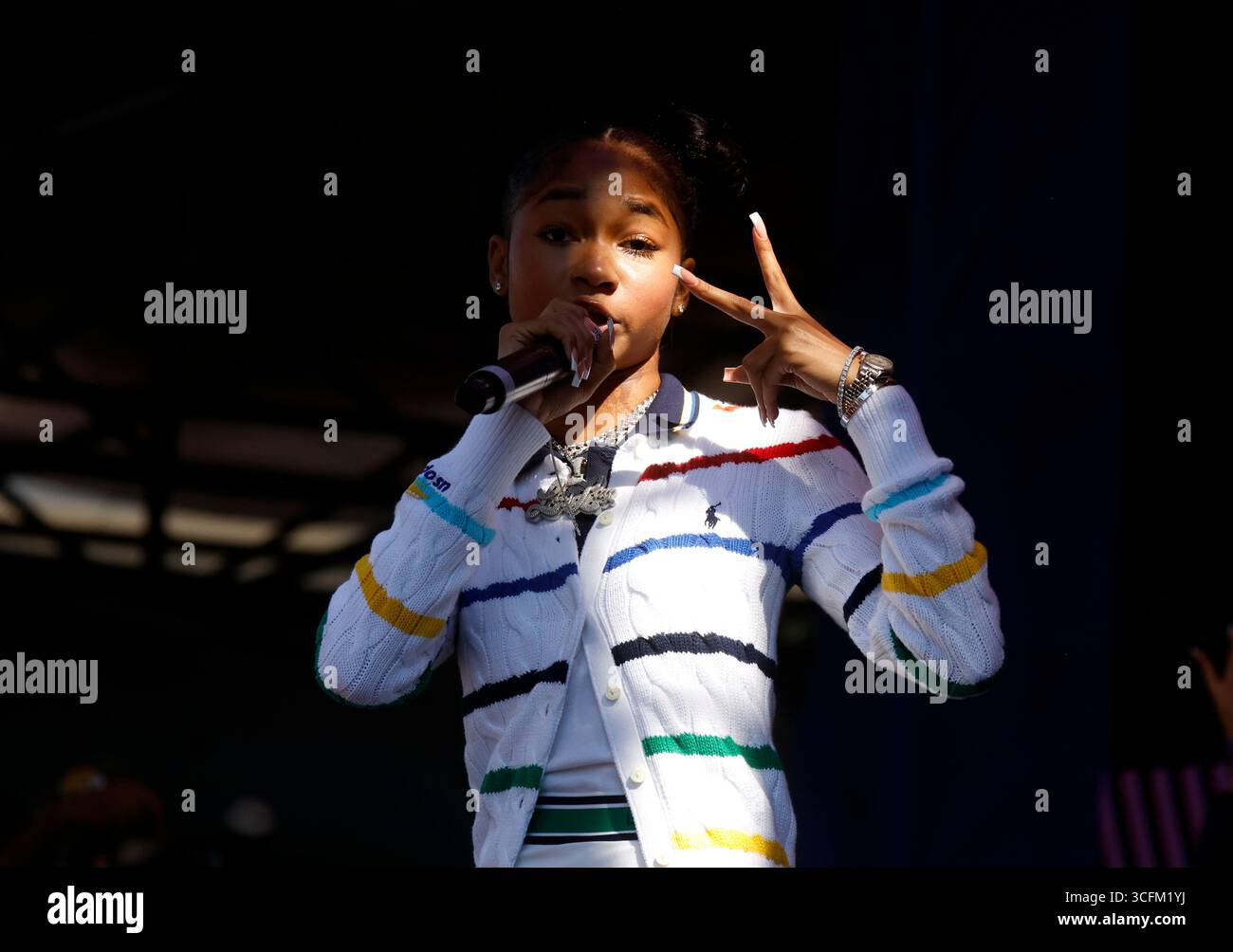 American rapper and singer That Girl Lay Lay performs outside by Arthur Ashe Stadium for Arthur ...