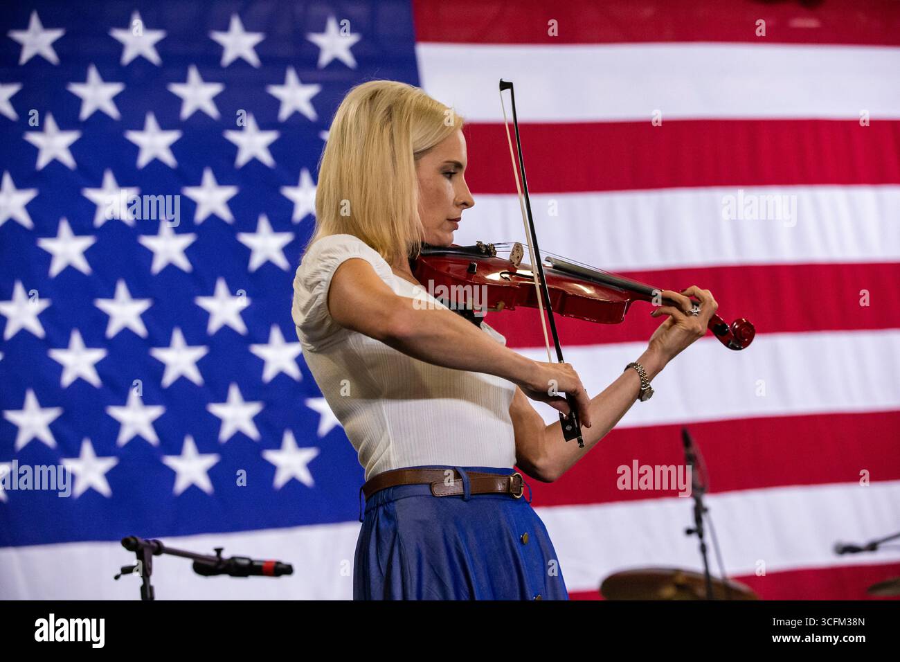 Rep. Ashley Hinson, R-Iowa, plays the fiddle during the annual Ashley's ...