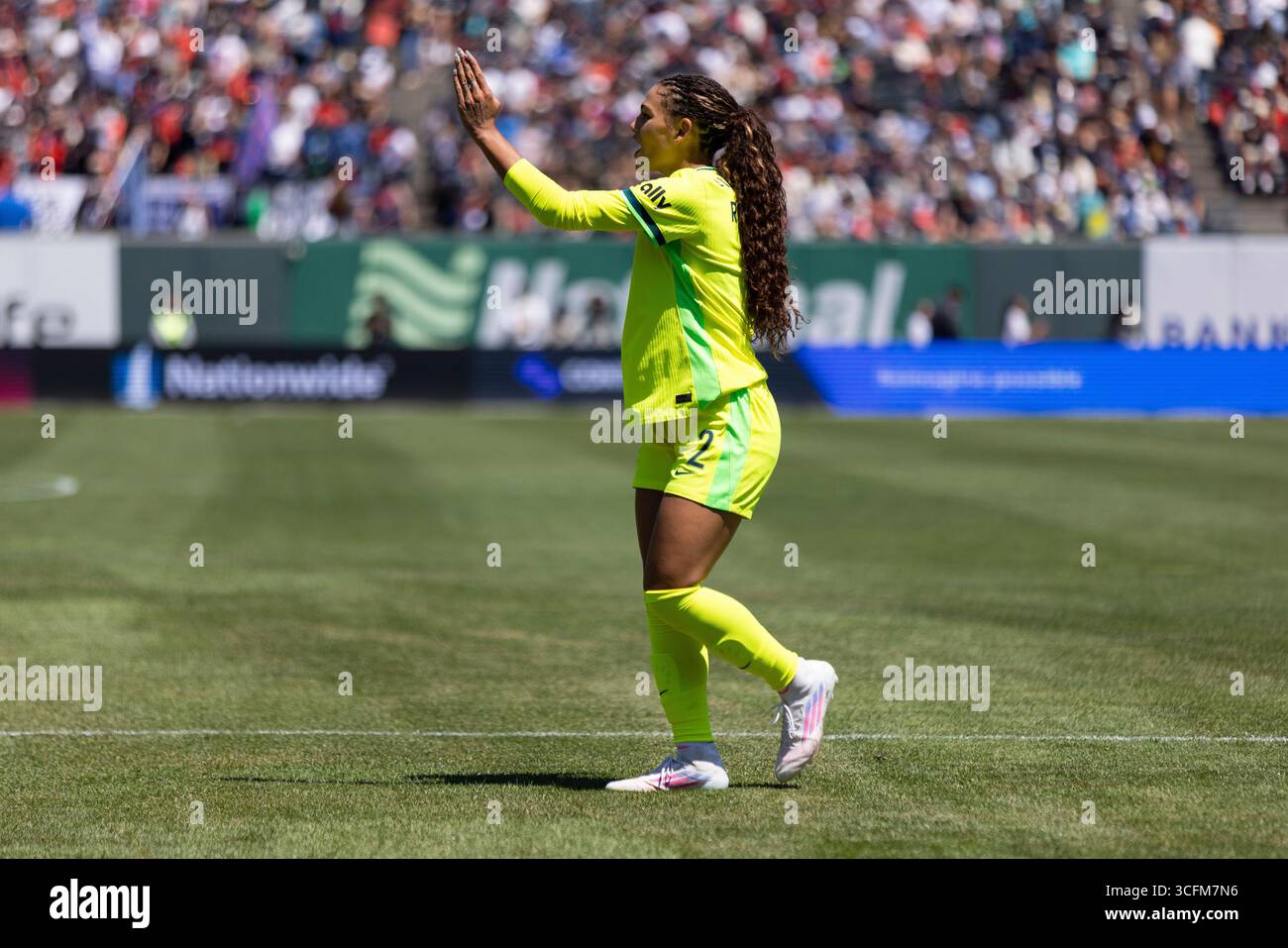Washington Spirit's forward Trinity Rodman gestures while playing ...