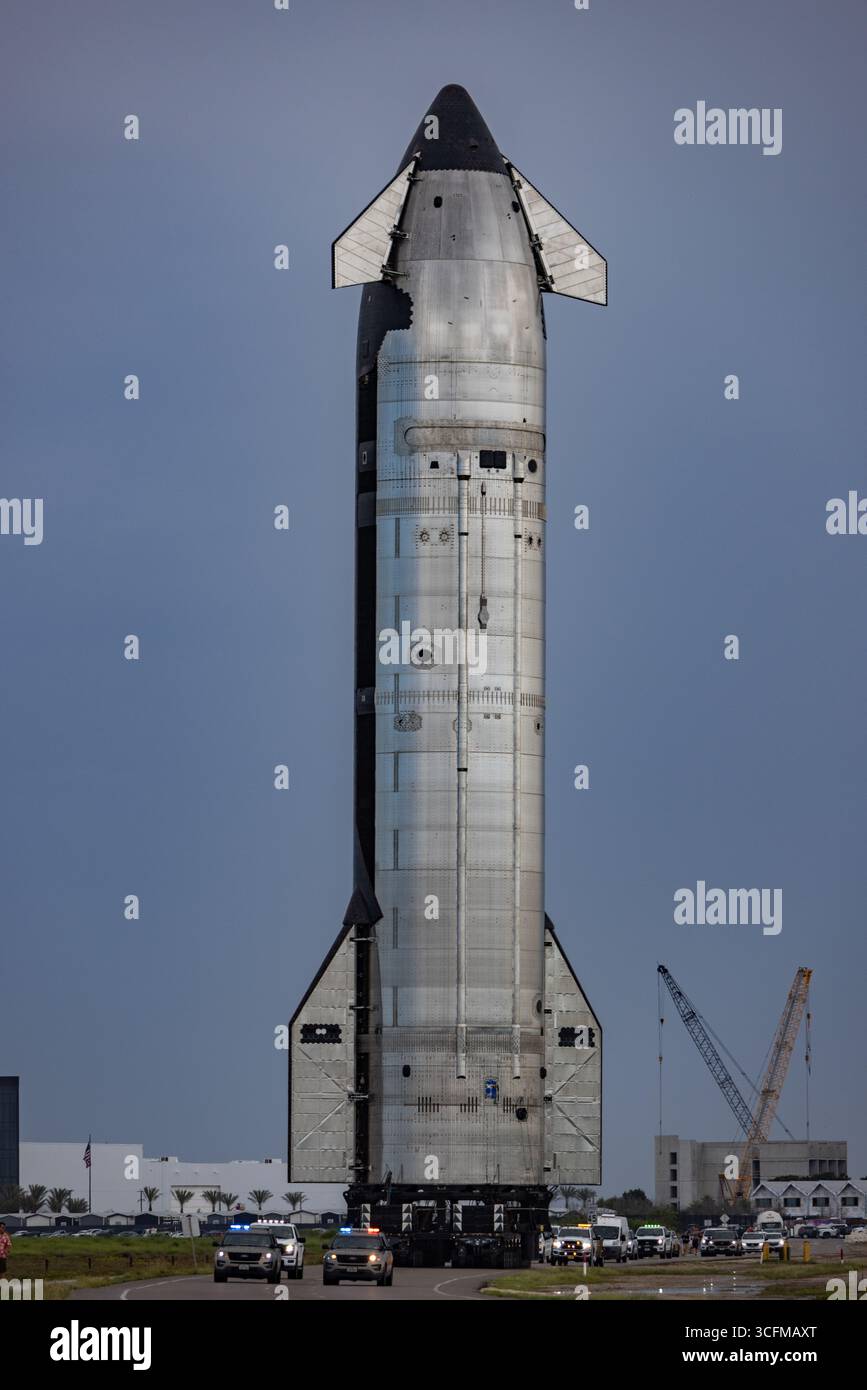 In a light drizzling rain at 3:00 PM CT SpaceX rolled out Ship 37 for ...